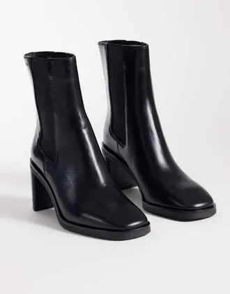 Calvin Klein bottines Chelsea en cuir &agrave; talon carr&eacute; noires