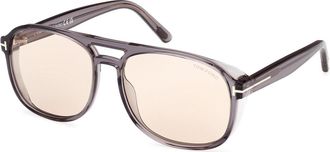 Tom Ford FT1022 ROSCO Lunettes de soleil, Gris/Marron, 58 mm