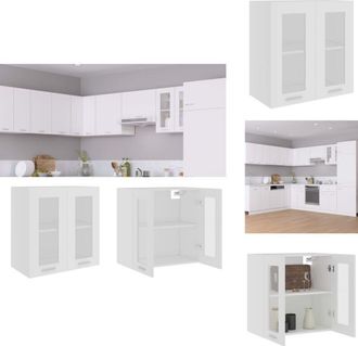 vidaXL H&auml;ngeglasschrank Wei&szlig; 60x31x60 cm Holzwerkstoff - K&uuml;chenregal - Wandh&auml;ngeschrank - Vitrine - Wei&szlig;er Schrank - Regal Aus Holzwerkstoff