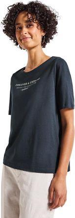 Street One Damen 3227215 T-Shirt mit Wording, Deepwater Blue, 42