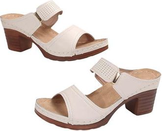 Generic Sandales romaines pour femme - Mules &agrave; talon pour femme - Sandales de plage - Sandales creuses - D&eacute;contract&eacute;es - Chaussures r&eacute;tro - Chaussures vintage