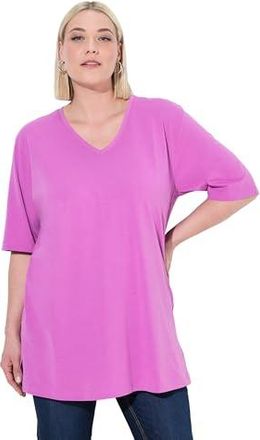 Ulla Popken T- Shirt, V-Ausschnitt, Relaxed, Halbarm Basique en V, Rose Froid, 58-60 Grande Taille Femmes