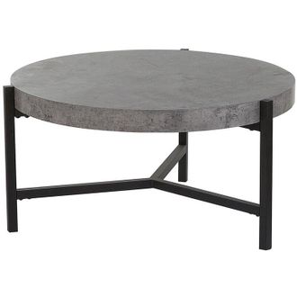 Beliani Beliani - Table Basse Ronde avec Plateau Effet B&eacute;ton et Pieds Noirs pour Salon au Style Moderne et Industriel