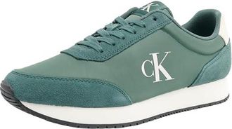 Calvin Klein Baskets Runner Homme Retro Iconic Chaussures, Vert (Green Palm/Creamy White), 44