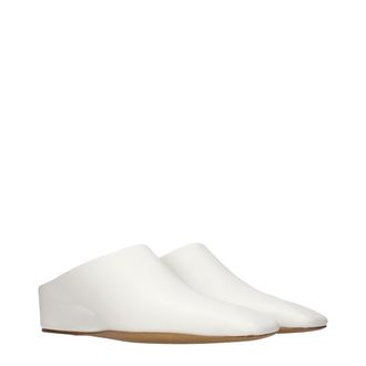Jil Sander Womens White Leather Slippers