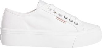 Calvin Klein Damen Vulcanized Sneaker Logo Tag mit Plateau, Weiß (Bright White), 39