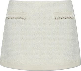 LoveShackFancy Loveshackfancy - Mini-jupe Rhonna en tweed - Femme - Jupes - Beige - Taille: 36 FR