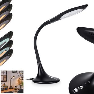 HOFSTEIN LED Tischleuchte Toggerbo, dimmbare Tischlampe aus Kunststoff in Schwarz/Weiß, verstellbare Leseleuchte mit Kelvin Change, Touchdimmer, Höhe 69,5 cm, 