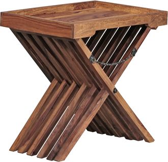 WOHNLING Beistelltisch Mumbai Massivholz Sheesham Design Klapptisch Serviertablett und Tisch-Gestell klappbar Landhaus-Stil
