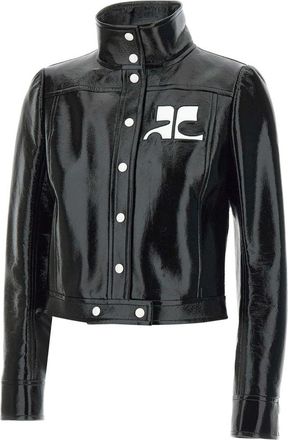 Courr&egrave;ges Femme, Vestes, Noir, Taille: 48 FR Veste R&eacute;&eacute;dition Vinyle