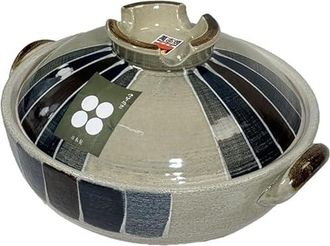 Generic Pot japonais en argile, faitout rond for la cuisine maison, Donabe chaud traditionnel, 25cm - 2-3 portions, Design d&eacute;coratif(D)