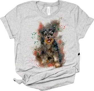 Keephen Femmes Schnauzer Graphique T-Shirts Dr&ocirc;le Schnauzer Impression 3D Manches Courtes Col Rond &Eacute;t&eacute; Maman de Chien Pullover Tops