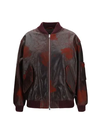 Valstar Womens Bomber Jacket Crackle Nappa Dark Red Leather