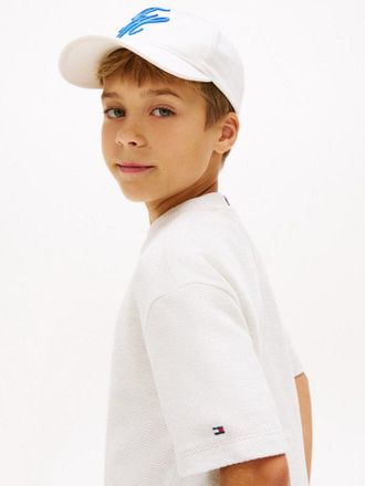 Tommy Hilfiger T-Shirt TH SCRIPT JERSEY TWILL T-SHIRT Kinder bis 16 Jahre, Rundhals, bestickt