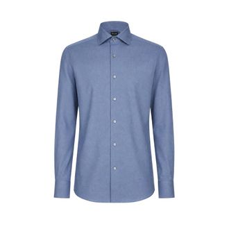 Ermenegildo Zegna Hemd aus Baumwolle und Kaschmir - - Shirts - Herren - Blau - L