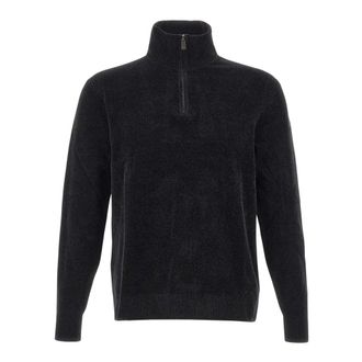 Roberto Ricci Design Pull en maille velours &agrave; demi-zip - Homme - Sweatshirts et sweats &agrave; capuche - Noir - Taille: XL