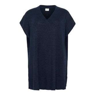 Kaffe Curve Midnight Marine Strickponcho mit &Auml;rmeln - - Knitwear - Damen - Blau - L