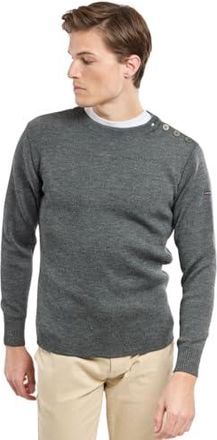 Armor Lux Pull Marin à Boutons uni col Rond FOUESNANT
