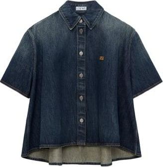 Loewe Chemise trap&egrave;ze manches courtes en denim