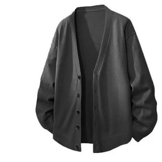 Generic NYSBH Cardigan &agrave; col en V pour homme avec boutons d&eacute;contract&eacute;s, Noir, XXL