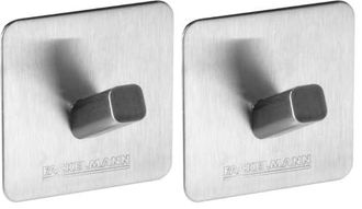 Fackelmann Klebehaken QUADRA, selbstklebende Kleiderhaken, Wandhaken aus Edelstahl (Farbe: Silber), Menge: 1 St&uuml;ck (Packung mit 2)