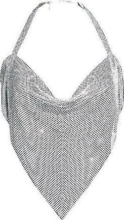 Generic Haut sexy pour femme avec col en V, métal brillant, chaîne diamant claire, dos nu, bustiers pour femme, argenté, M