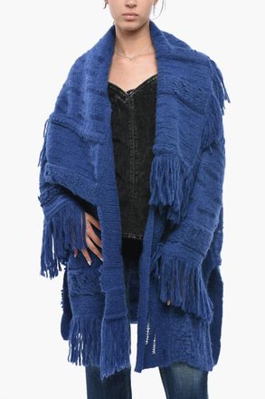Stella McCartney Open-Front-Cardigan aus Alpaka-Mix mit Fransen Stella McCartney
