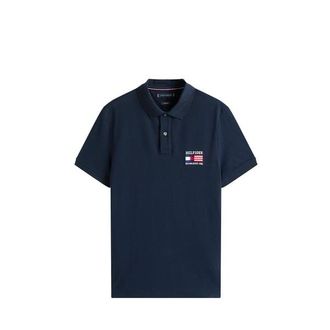 Tommy Hilfiger gerade Polo in gemischter Baumwolle - Blau