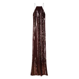 Patrizia Pepe Femme, Robes, Brun, Taille: 36 FR Longue Robe en Tulle avec Sequins
