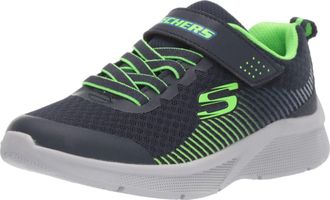Skechers Herren Mikrospezifikation Sportschuhe, Blau Marineblau Textil Limettenblau Besatz Nvlm, 29 EU