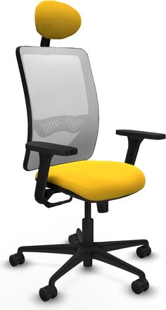 Piqueras y Crespo B&uuml;rostuhl Zulema mit 3D-Armen, h&ouml;henverstellbare Lendenwirbelst&uuml;tze und festes Kopfteil, ausgestattet mit 3-fach Sincro und Schneidschaum, Wei&szlig;/Gelb