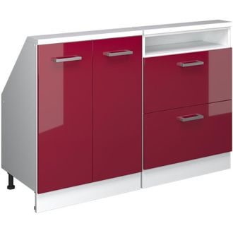 Vicco Meuble mansard&eacute; Rion, blanc/bordeaux haute brillance, Lot de 2, Vicco