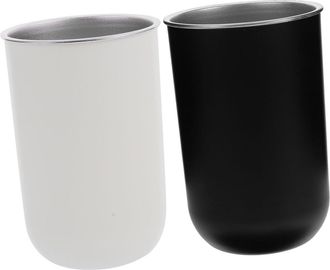 BESPORTBLE 2 St&uuml;ck Edelstahl Mundsp&uuml;lbecher Bruchsicher Lebensmittelecht Leicht Glatt f&uuml;r Bad und Reise Praktische Zahnb&uuml;rstenhalter in Wei&szlig; und Schwarz