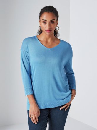 Emilia Lay V-Pullover 3/4-Arm Emilia Lay blau