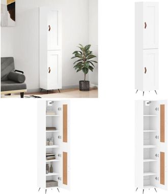 vidaXL Vidaxl - Buffet haut Blanc 34,5x34x180 cm Bois dingénierie - Buffet Design Moderne - Meuble Rangement - Armoire Blanche - Buffet Haut - Mobilier