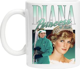 Generic Diana Princess Of Wales 90s Style Wiederverwendbare Tasse aus weißem Glas für Tee und Kaffee Coffe Cup