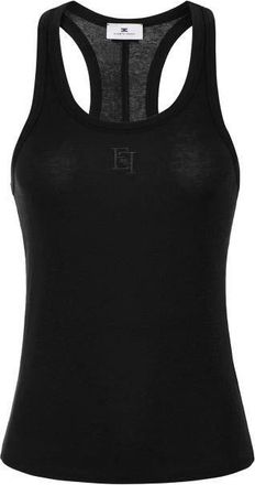Elisabetta Franchi Femme, Tops, Noir, Taille: 36 FR D&eacute;bardeur avec Logo Brod&eacute;
