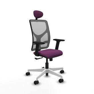 Piqueras y Crespo B&uuml;rostuhl mit Kopfst&uuml;tze, 2D-Armlehnen, h&ouml;henverstellbare Lendenwirbelst&uuml;tze und festes Kopfteil, ausgestattet mit 3 Positionen, Grau/Violett
