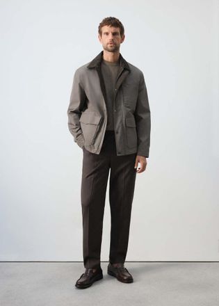 Mango Blouson coton m&eacute;lang&eacute; d&eacute;perlant gris vison - Homme - XXL - MANGO MAN