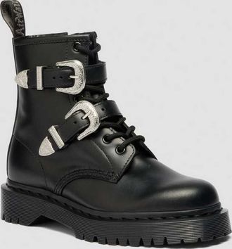 Dr. Martens 1460 Bex Western Buckle Leder Stiefel in Schwarz, Gr&ouml;&szlig;e: 36