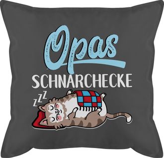 Shirtracer Kissen 50x50 - Opa Großvater - Opas Schnarchecke Katze - weiß/blau - 50 x 50 cm - Grau - geschenk weihnachten geschenke für grandpa schnarchplatz kiss
