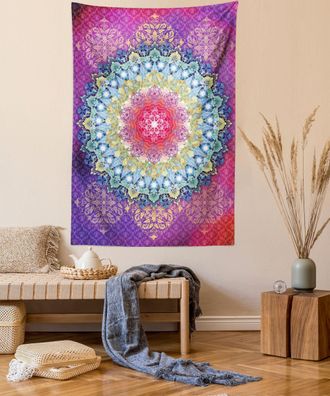 Abakuhaus Mandala Wandteppich und Tagesdecke, Geometrische Zickzack-Form aus Weiches Mikrofaser Stoff Waschbar ohne Verblassen Digitaldruck, 140 x 230 cm, Blau 