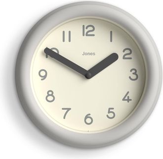 Jones Clocks Fuze wanduhr | Kleine runde Uhr | Grau | Verspieltes, modernes Design mit weicher, skulpturaler präsenz | Ideal für küchen, Wohnzimmer, kinderzimmer