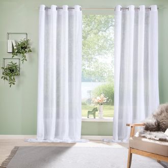 Heimtexland &Ouml;senschal Deko Gardine halbtransparent Flauschige Chiffonf&auml;den HxB 245x140 Vorhang Blickschutz Typ892 wei&szlig;