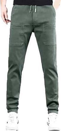 Generic Pantalon de loisirs pour homme - Long et fin - Pantalon d&eacute;t&eacute; surdimensionn&eacute; - En soie glac&eacute;e - Avec cordon de serrage - Pantalon de loisirs - Pantalon