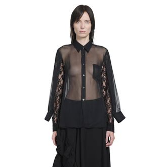 Comme Des Gar&ccedil;ons Mesh and Lace T-Shirt