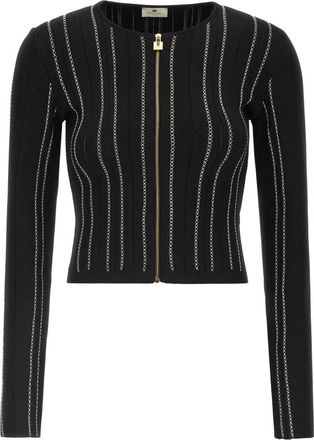 Elisabetta Franchi Strickjacke aus Strickstoff - - Knitwear - Damen - Schwarzk - M