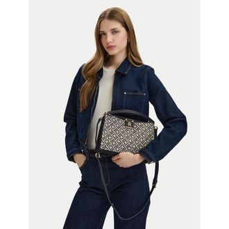 Tommy Hilfiger Handtasche Tommy Hilfiger Th Her Med Satchel Jacqu AW0AW18639 Dunkelblau