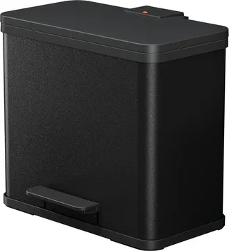 Hailo Öko duo Plus L Tret-Mülltrenner - freistehender 17+9 Liter Doppelmülleimer aus Stahlblech - Mülltrennsystem mit soft close Deckel - 2-fach Abfalltrenn