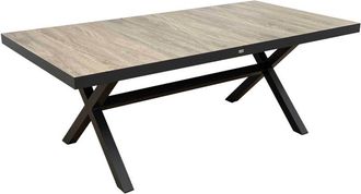 Oviala Table de jardin L201 cm aluminium et c&eacute;ramique 8 personnes anthracite - Tivoli